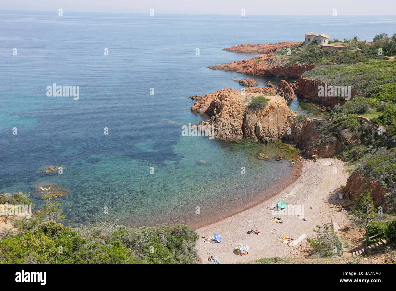 View of the beach at Cap Roux, Cote d'Azur, Provence, France Stock ...