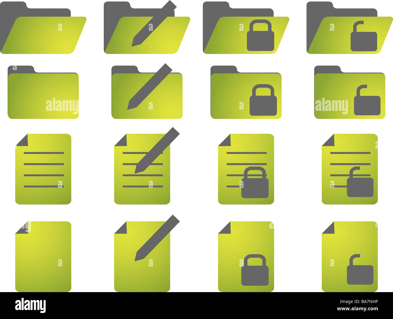 Document folder icon set with different statuses Stock Photo - Alamy