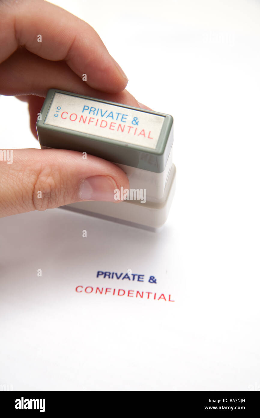 Private confidential stamp on a white studio background Stock Photo - Alamy