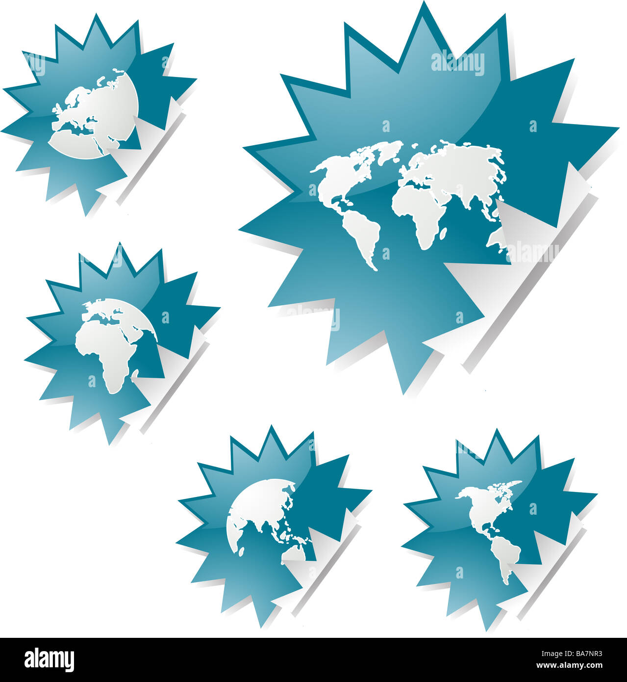 Map of the world with labels Cut Out Stock Images & Pictures - Alamy