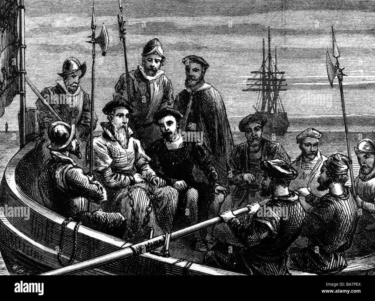 Columbus, Christopher, 1451 - 20.5.1506, Italian explorer, scene ...