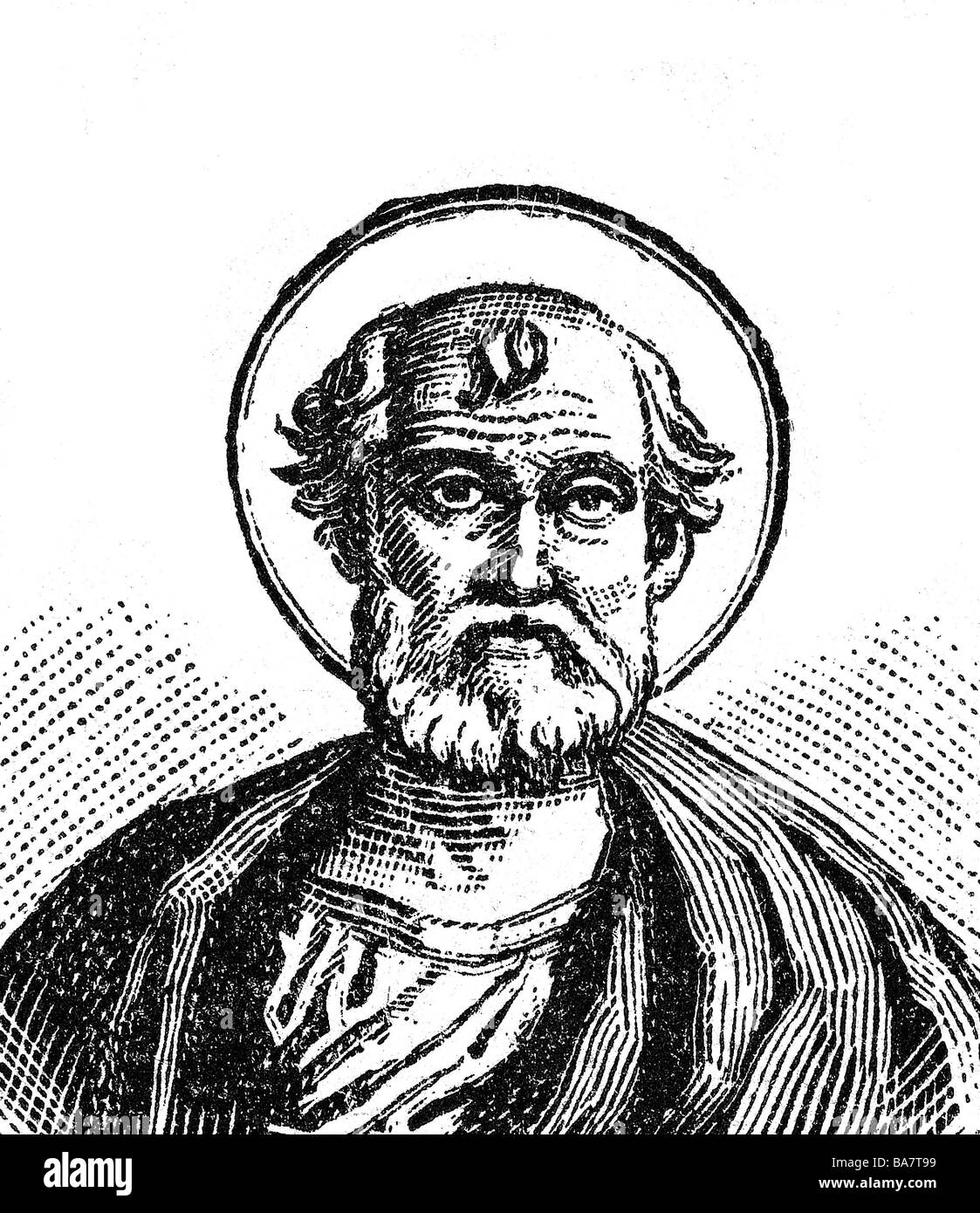 Sixtus I, + 125, Pope 115 - 125, portrait, wood engraving, circa 1900 ...