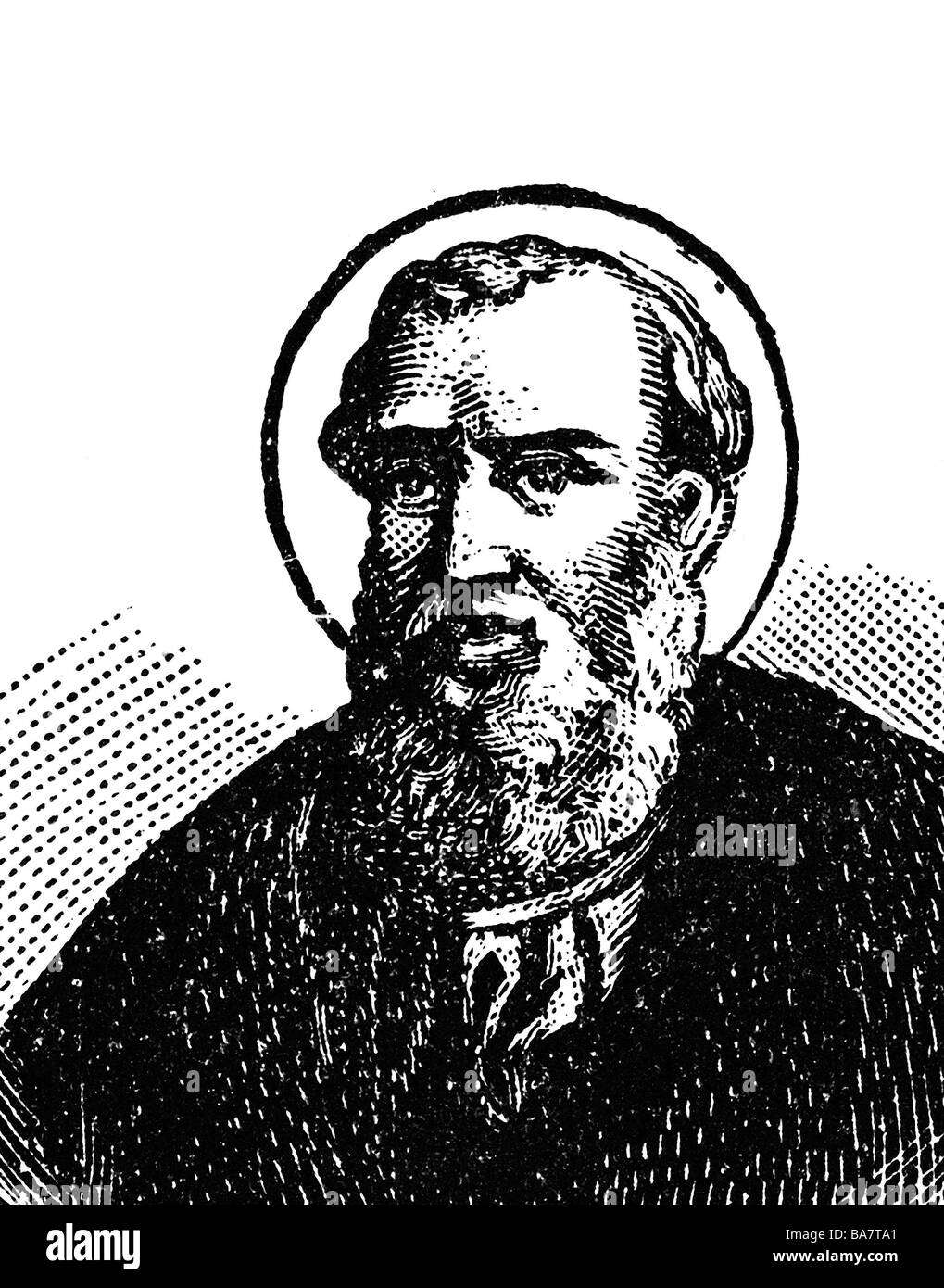 Victor I, + 28.7.199, Pope 189 - 199, portrait, wood engraving, circa ...