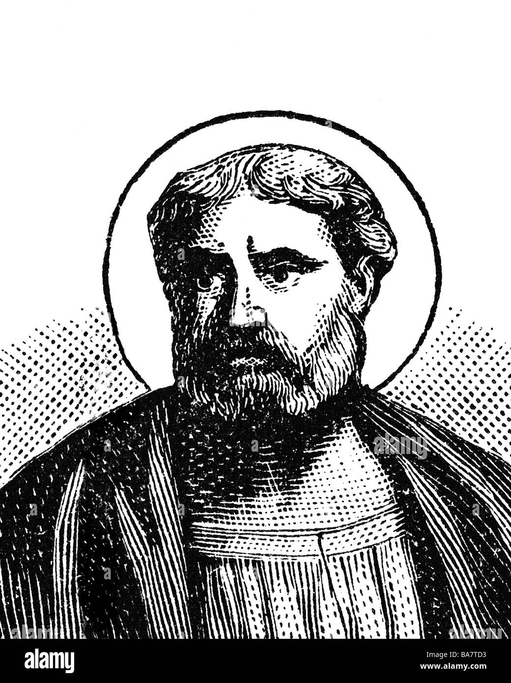 Siricius, + 26.11.399, Pope December 384 - 26.11.399, portrait, wood ...