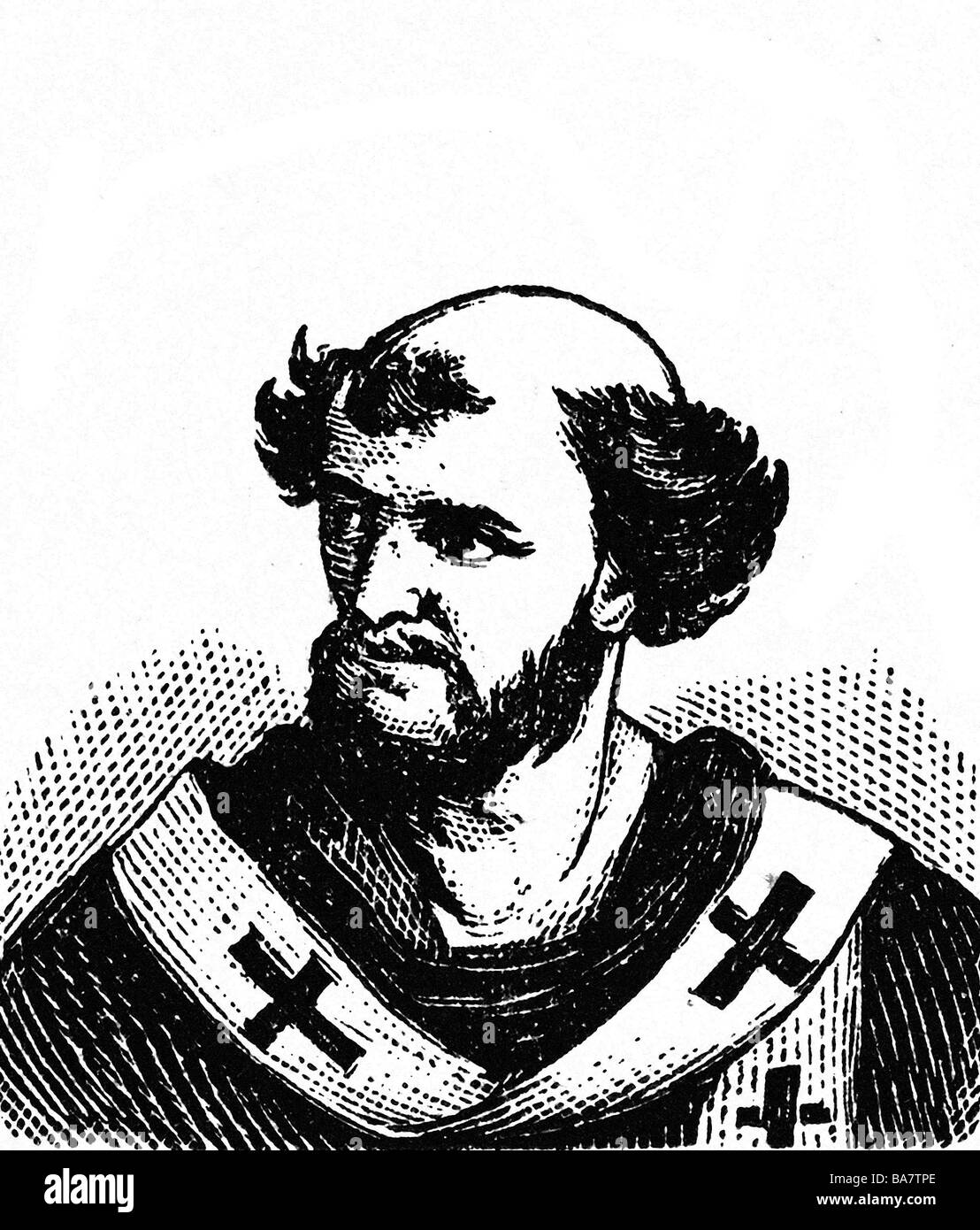 Romanus, Pope August - November 897, portrait, wood engraving, circa ...