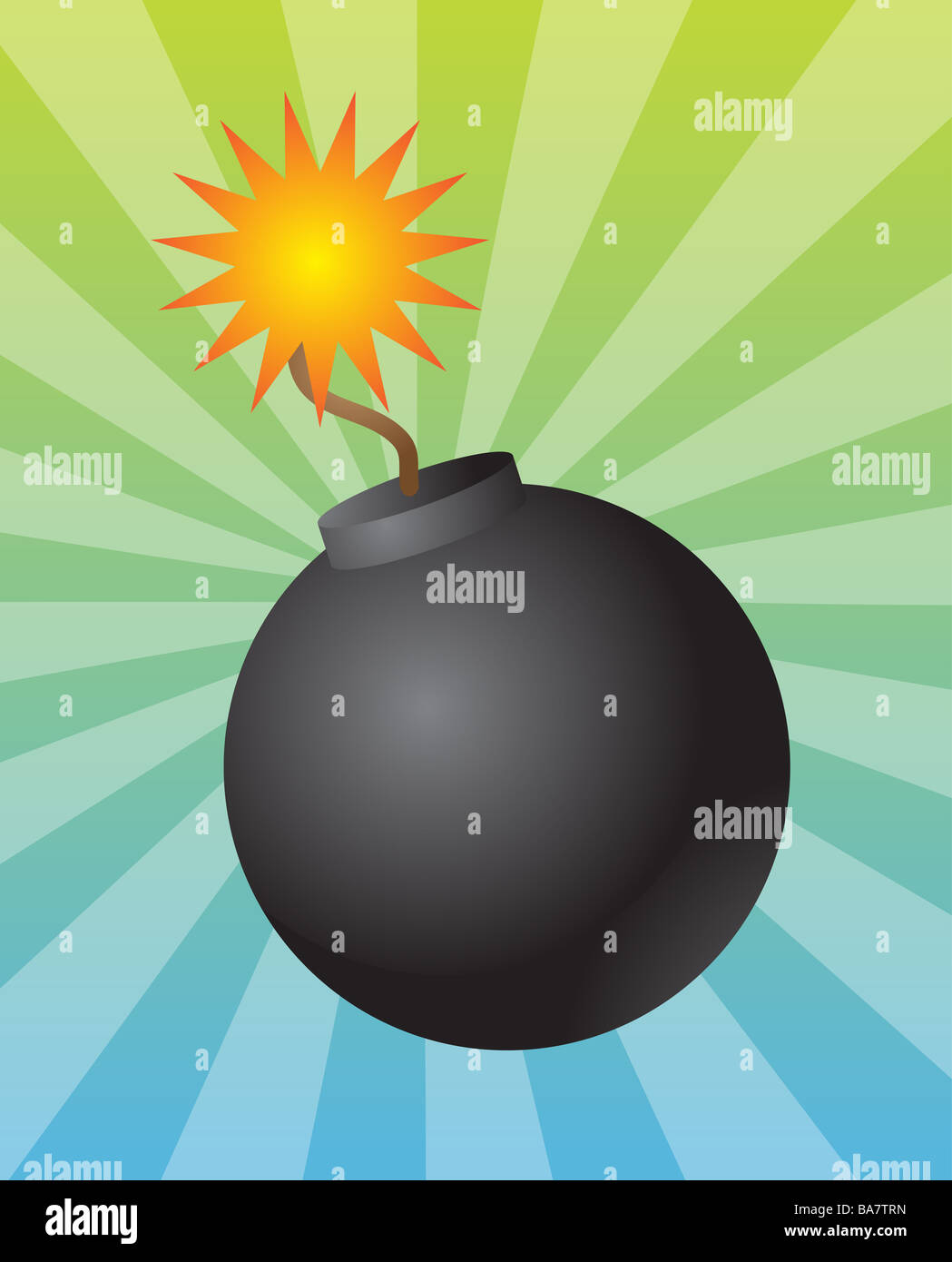Old fashioned round black bomb with lit fuse Stock Photo - Alamy
