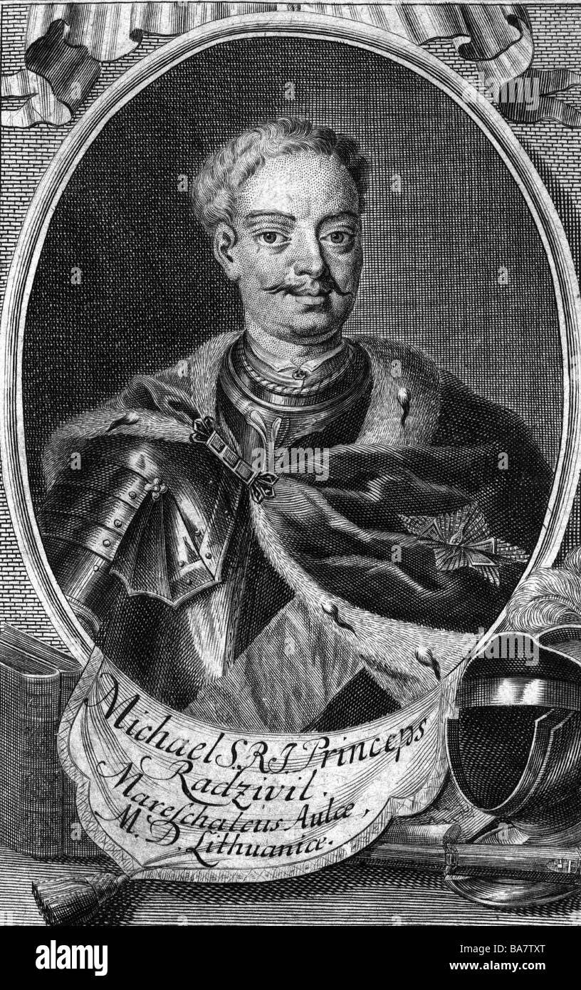 Radziwill, Michal, 1635 - 1680, Polish general, half length, copper ...