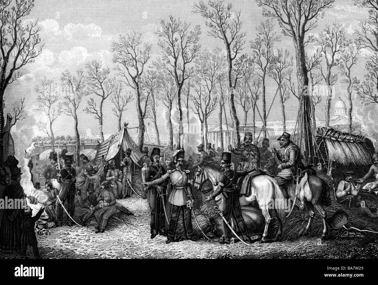 events, War of the Sixth Coalition 1812 - 1814, camp of the cossacks on ...