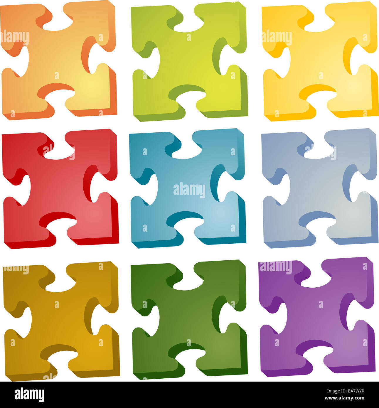 Set of jigsaw puzzle pieces in different colors Stock Photo - Alamy