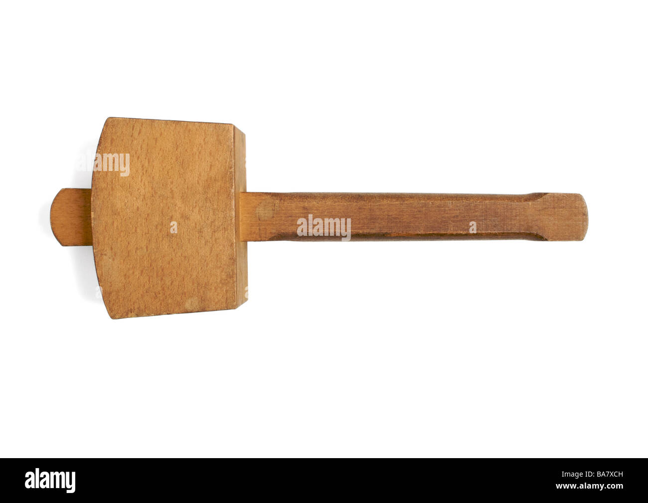 Old wooden carpenters mallet on white background Stock Photo - Alamy