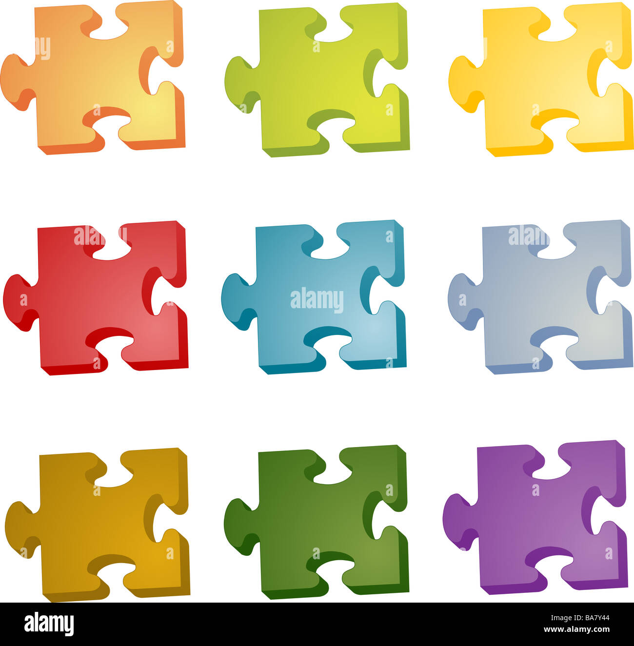 Set of jigsaw puzzle pieces in different colors Stock Photo - Alamy