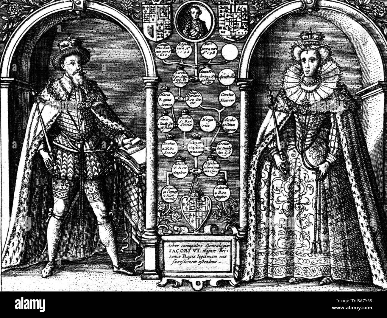 King james vi and i and family Black and White Stock Photos & Images ...