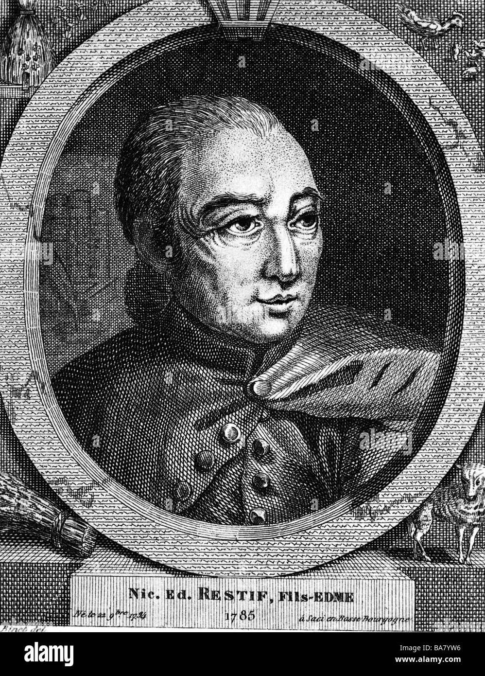 Restif de la Bretonne, Nicolas, 23.10.1734 - 3.2.1806, French author ...