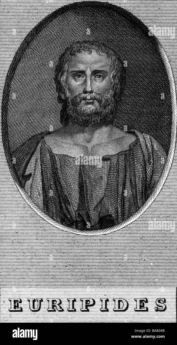 Euripides, circa 484 - 406 BC, Greek poet, portrait, copper engraving ...
