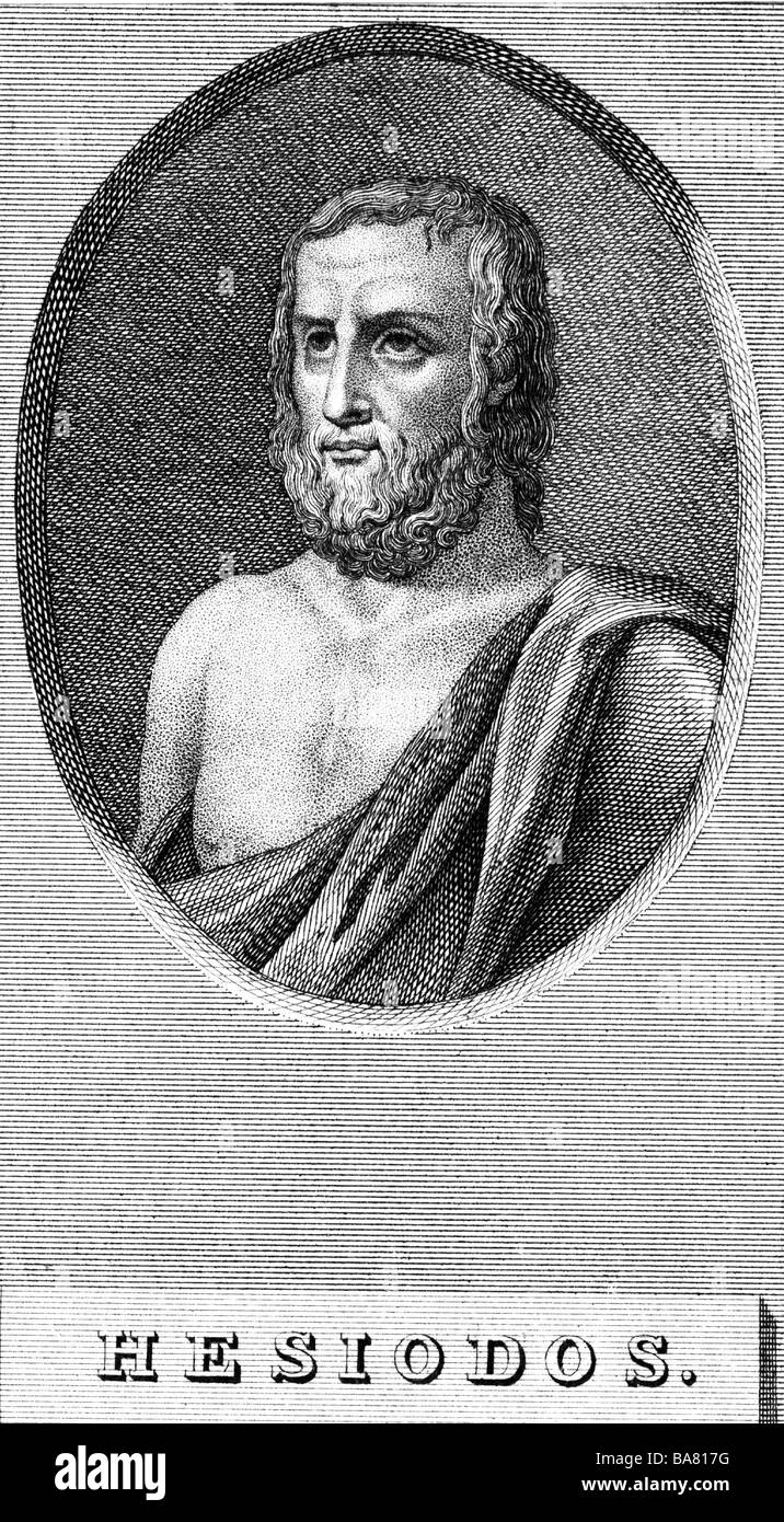 Hesiod, circa 700 BC, Greek author / writer, portrait, wood engraving ...