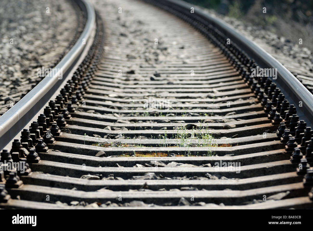 Railway tracks close up detail still life Stock Photo - Alamy