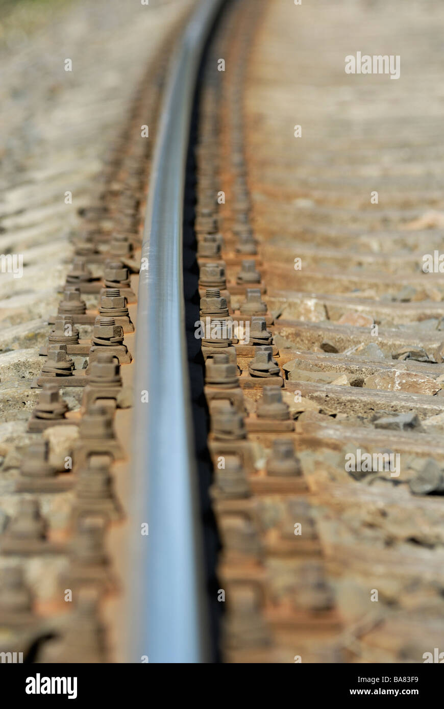 Railway tracks close up detail still life Stock Photo - Alamy