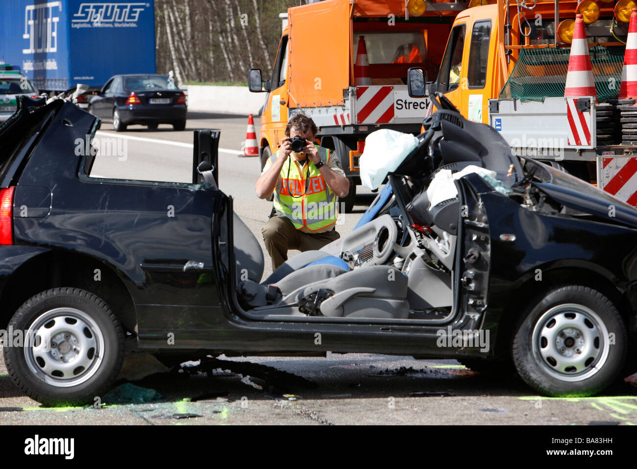 Heavy traffic accident on the A1 motorway in Leverkusen, Germany ...