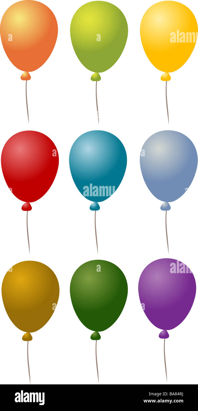 Set of ballon illustrations in different colors Stock Photo - Alamy