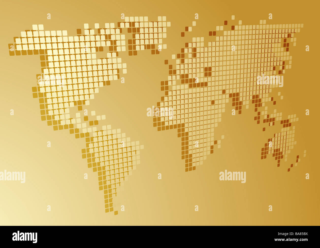 Map of the world illustration perspective mosaic block style Stock ...