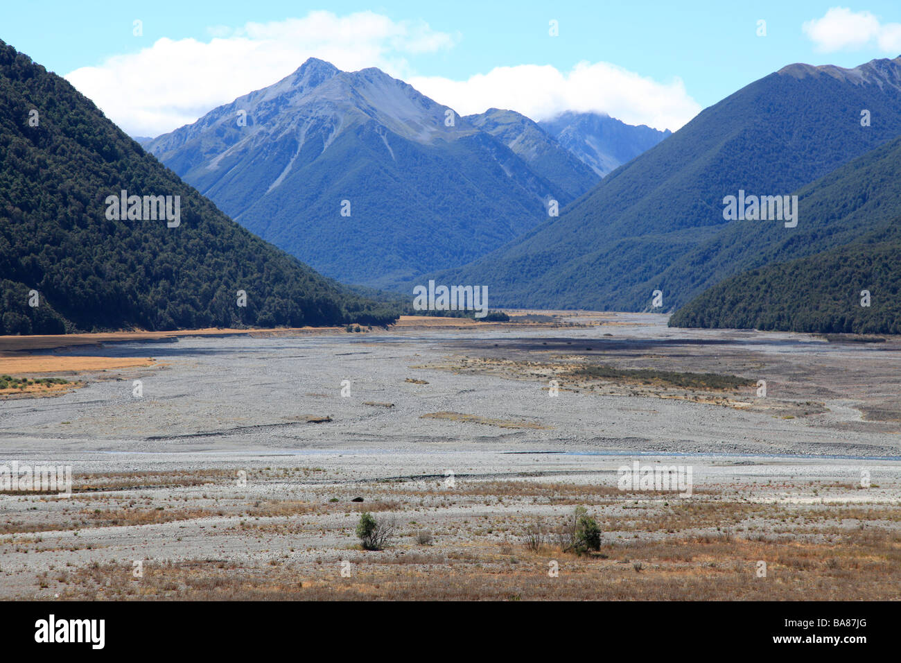 Braided river valley looking towards the Southern Alps Stock Photo - Alamy