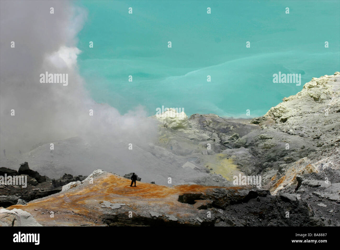 Indonesia, Java (island): sulfur mine of the Kawa Ijen volcano Stock ...