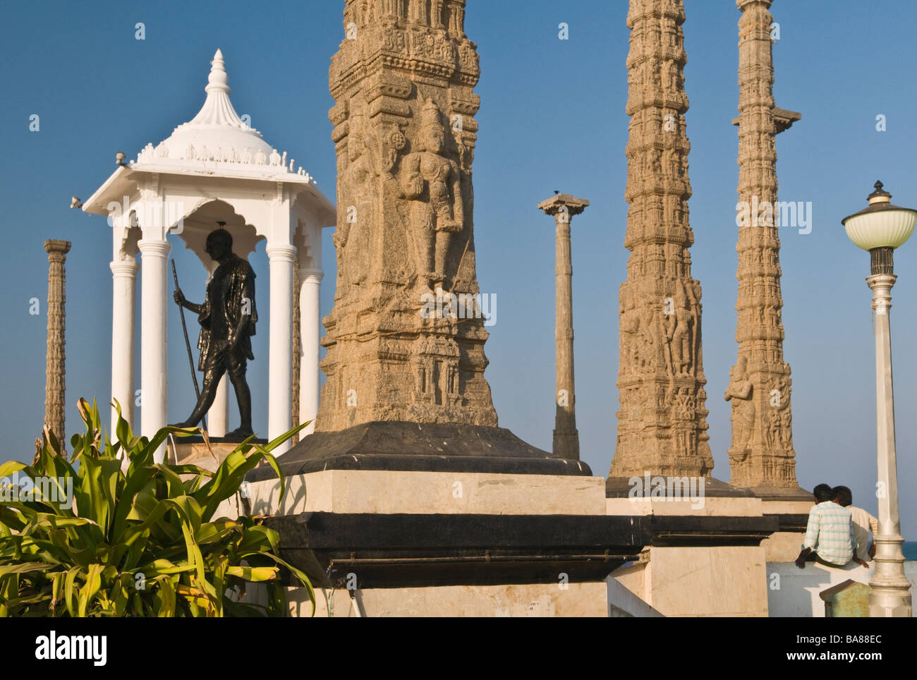 Gandhi Memorial statue Goubert Avenue Beach Road Pondicherry Tamil Nadu ...