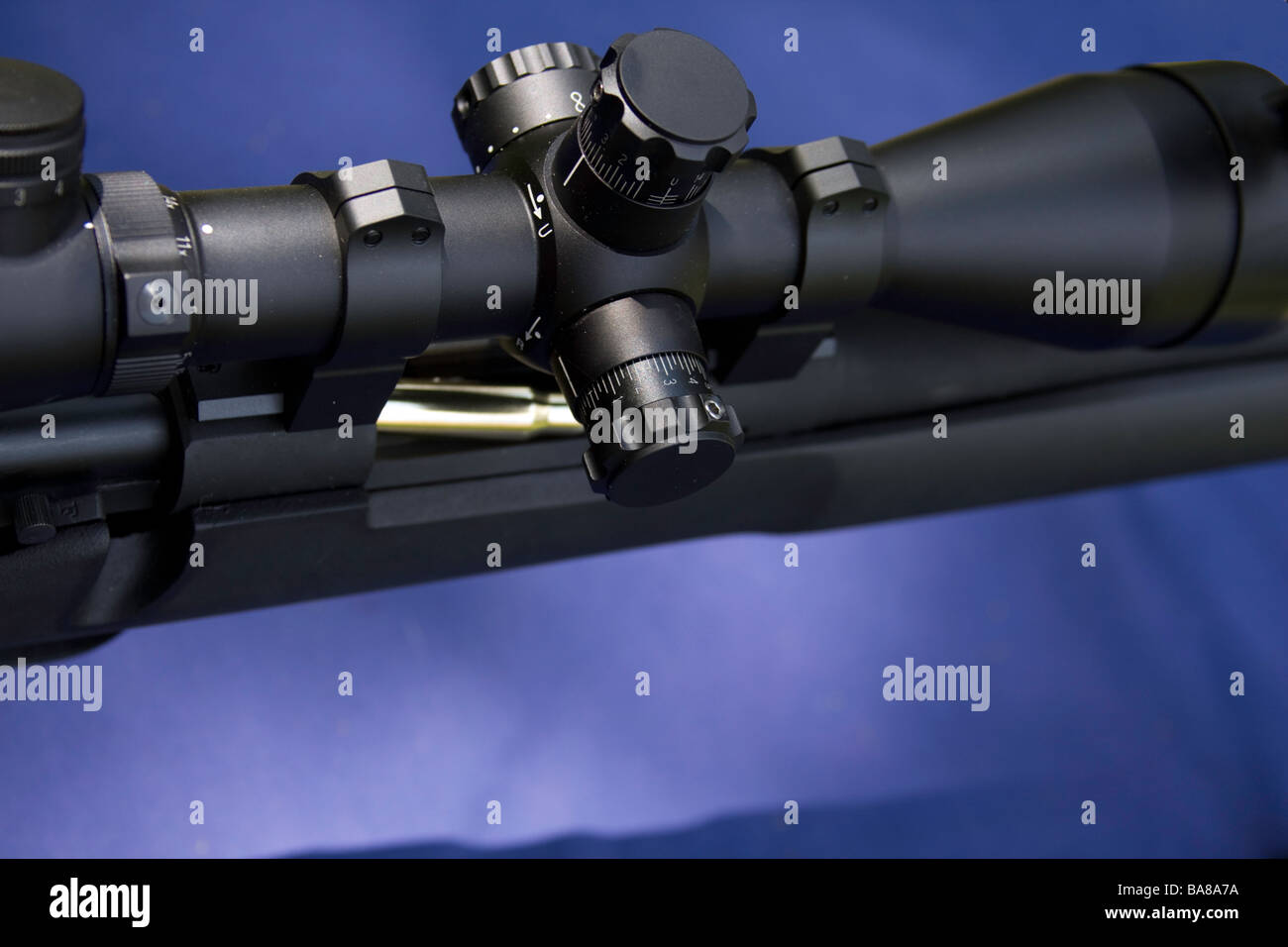 Police military tactical rifle is loaded and ready for any action in ...