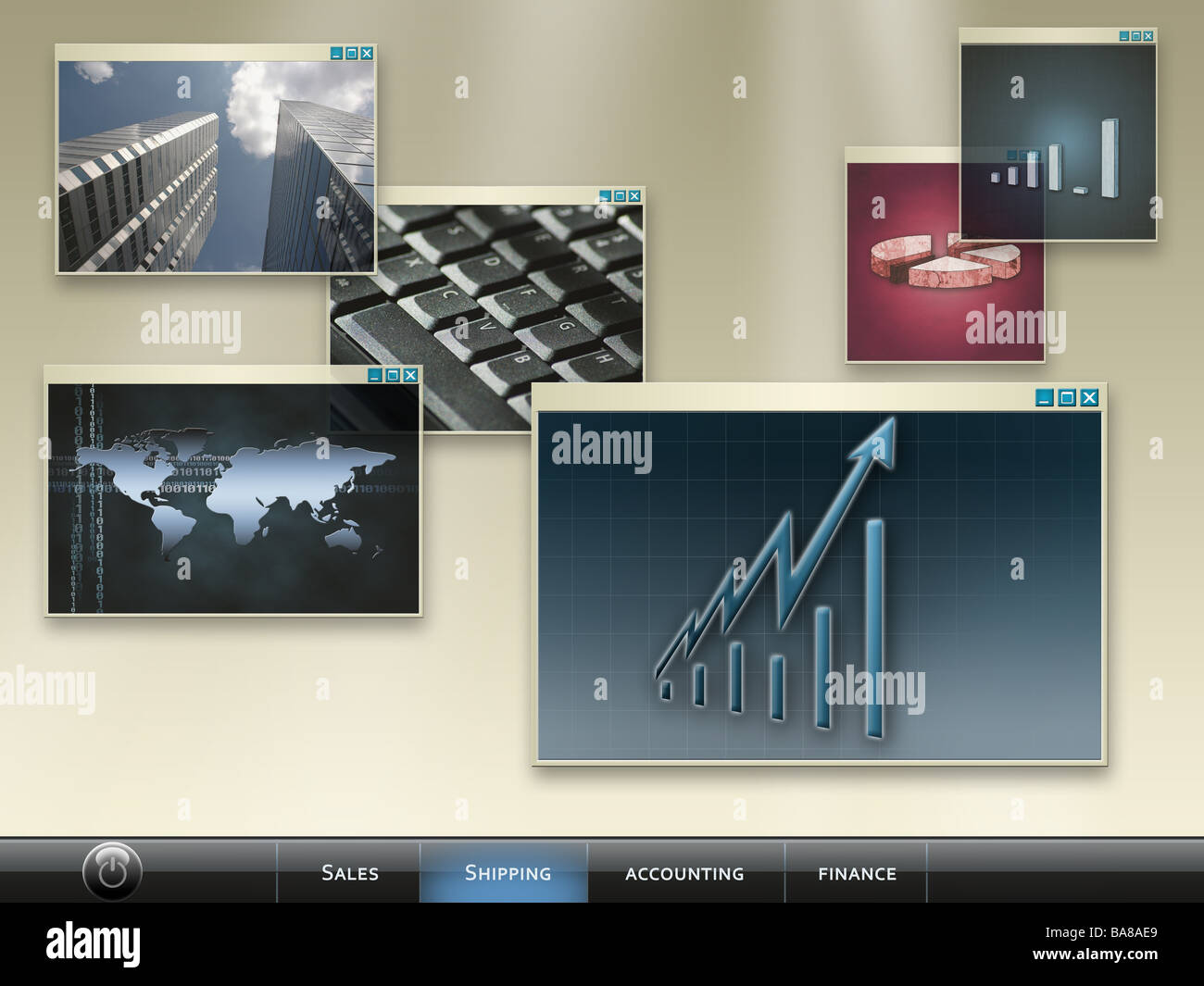 Business related Illustration of a computer working environnement Stock ...
