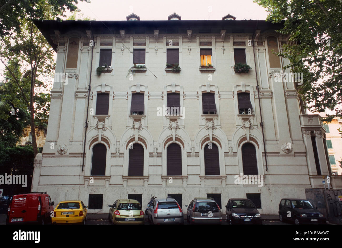 Building with Liberty decoration in Rome Stock Photo - Alamy