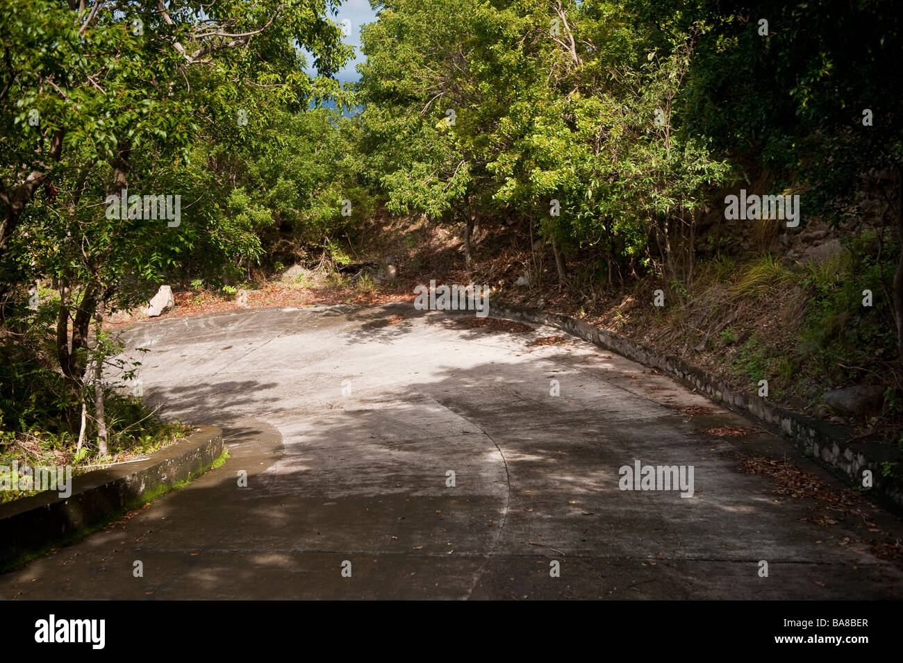The steep road between Wells Bay and The Bottom in Saba Stock Photo - Alamy