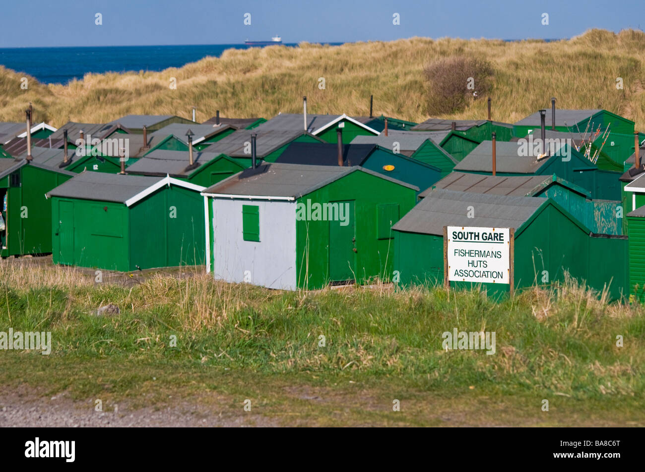 Fisherman's huts, Paddy's Hole, Redcar, Teesside Stock Photo - Alamy