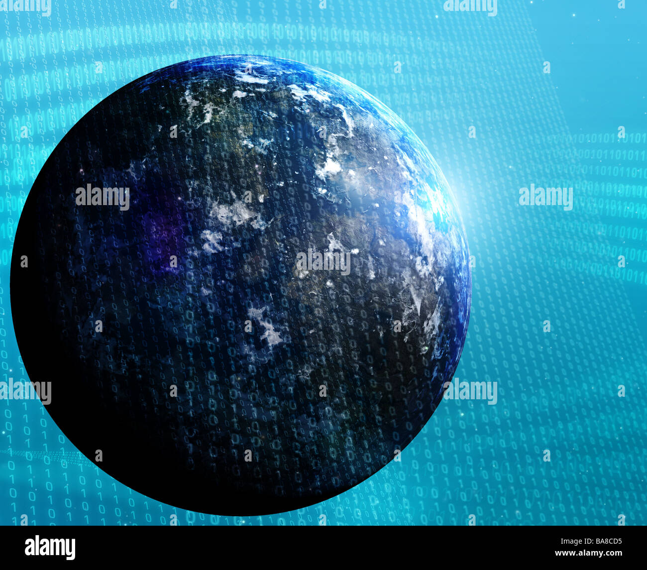 Planet earth over digital information background Stock Photo - Alamy