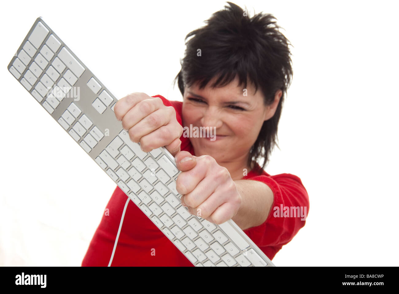 woman fed up with her computer Stock Photo - Alamy