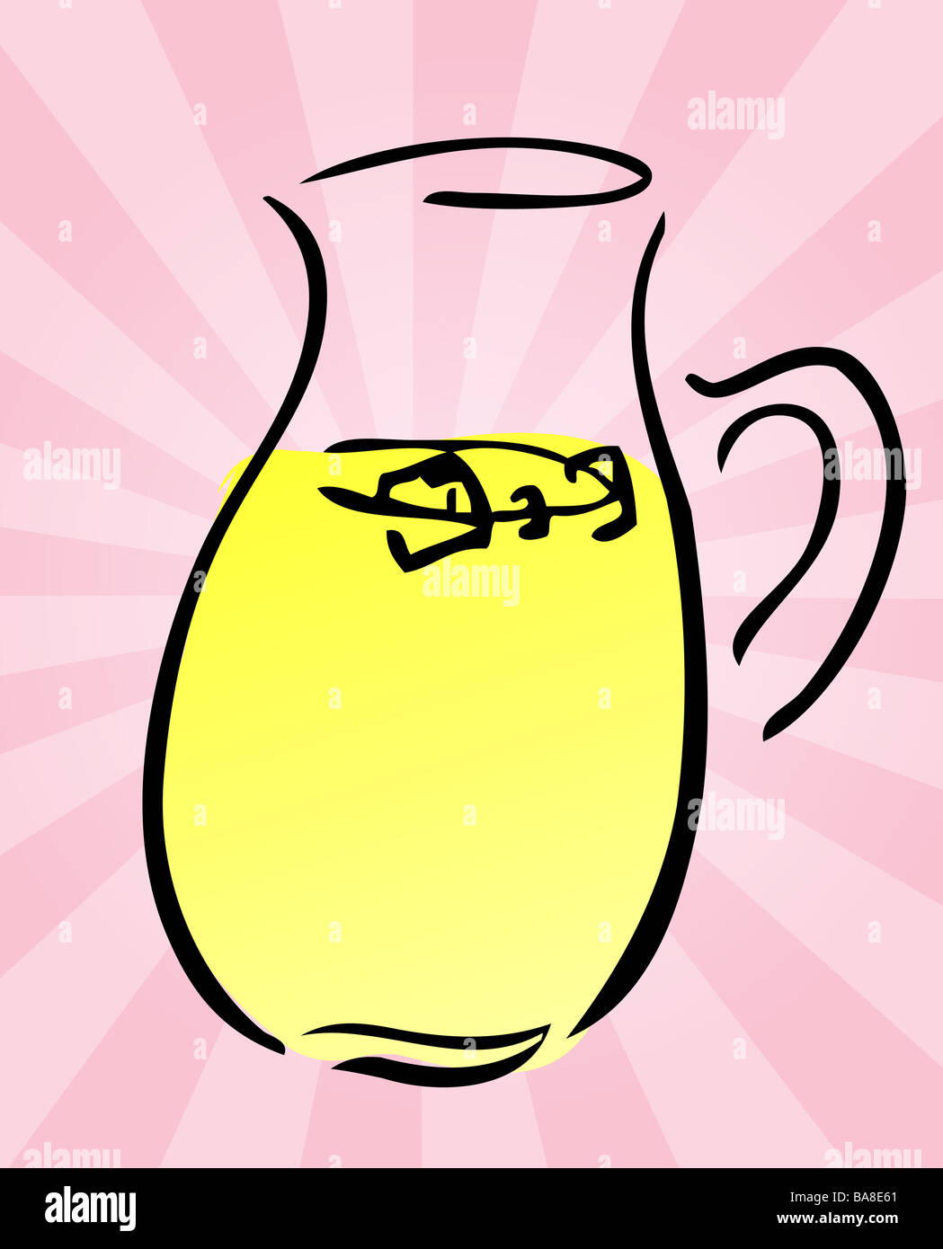 Pitcher of fresh lemonade retro hand drawn style Stock Photo - Alamy