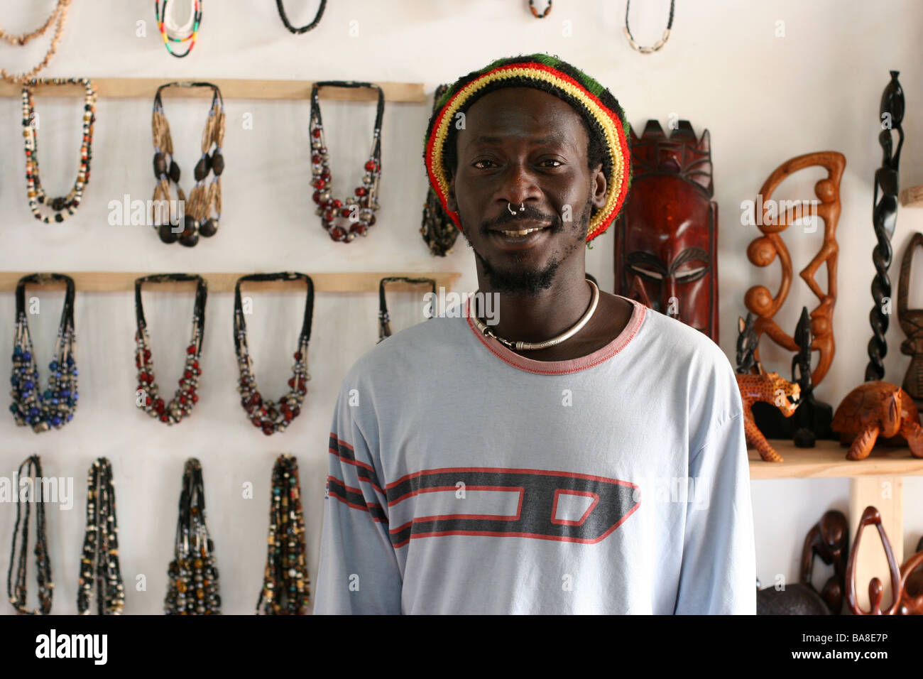 Owner of a crafts shop in Sal, one of the Cape Verde Islands Stock ...