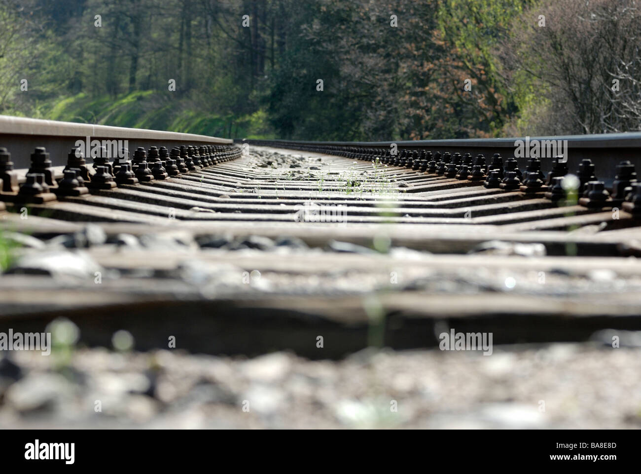 Railway tracks close up detail still life Stock Photo - Alamy