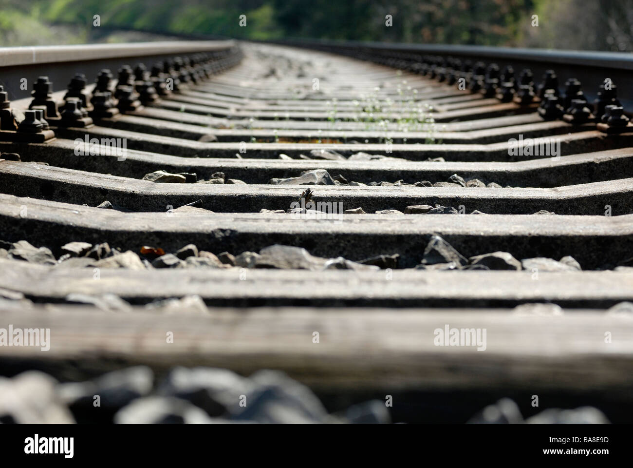 Railway tracks close up detail still life Stock Photo - Alamy