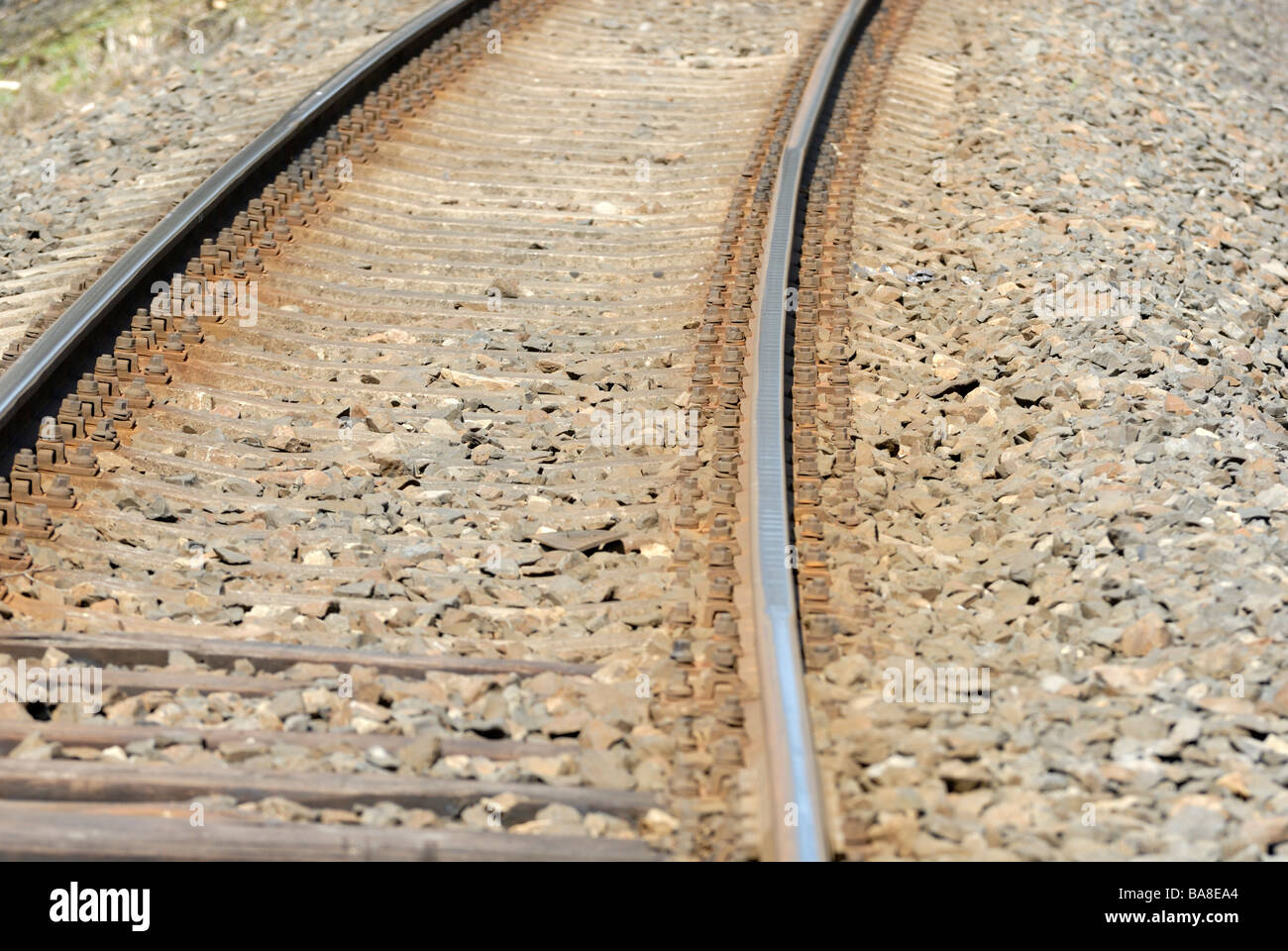 Railway tracks close up detail still life Stock Photo - Alamy