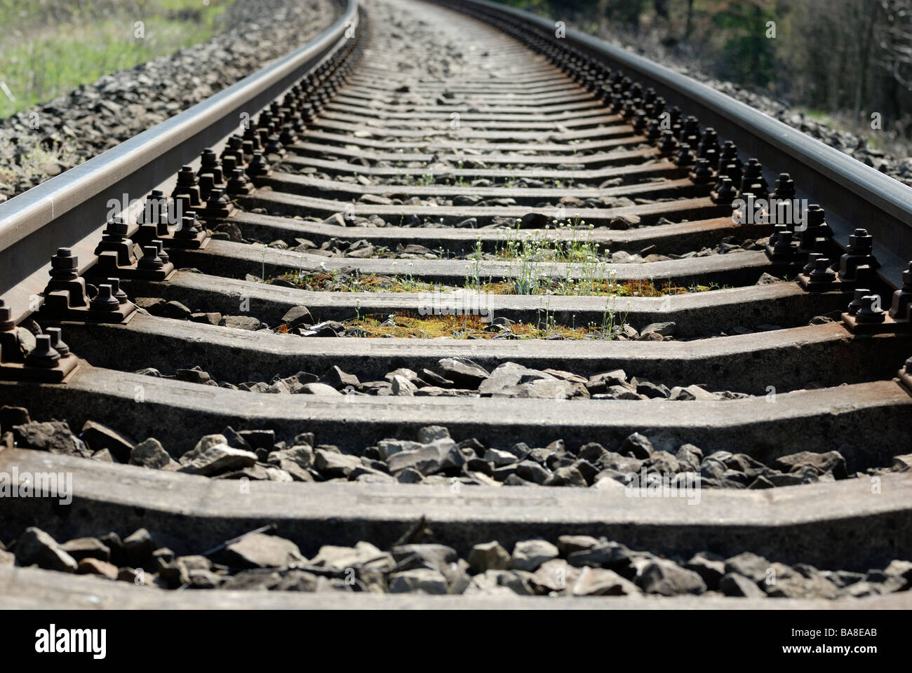 Railway tracks close up detail still life Stock Photo - Alamy