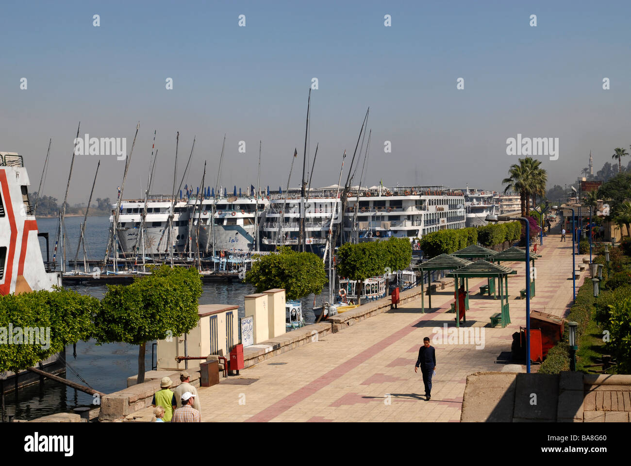 Luxor water front with the Cruise ships, River Nile, Luxor, Egypt Stock ...