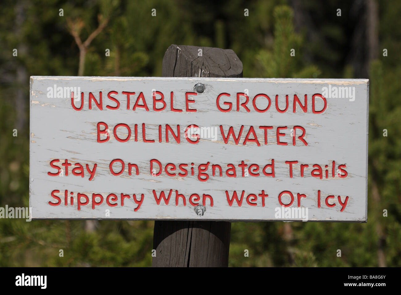 Unstable Ground Boiling Water Sign in Yellowstone BNational Park North ...