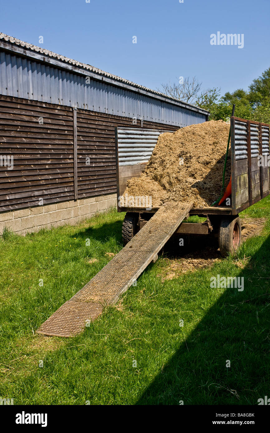 Well Stacked Livery yard muck cart Stock Photo - Alamy
