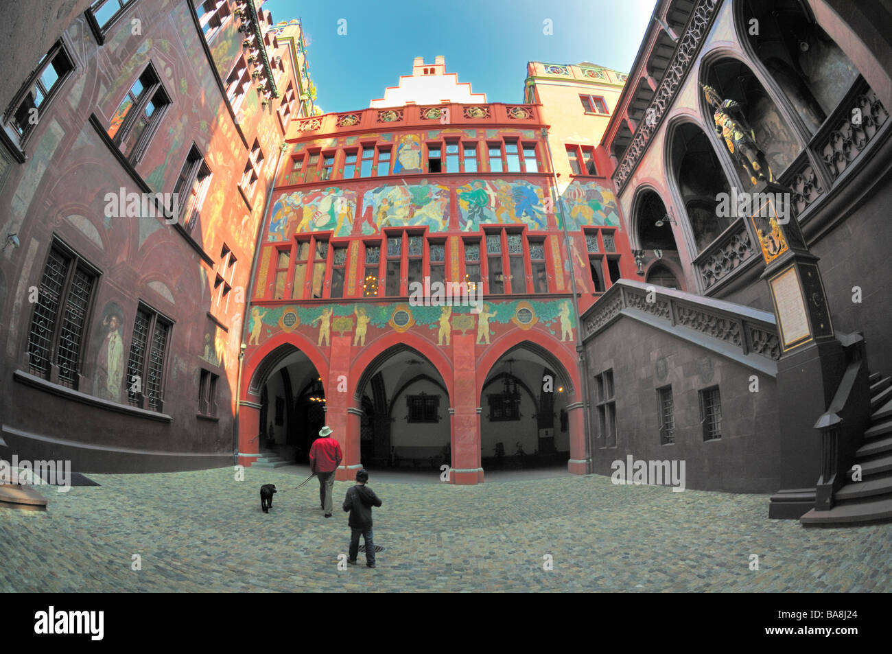 Basel town hall rathaus visitors in the front arcade Stock Photo - Alamy