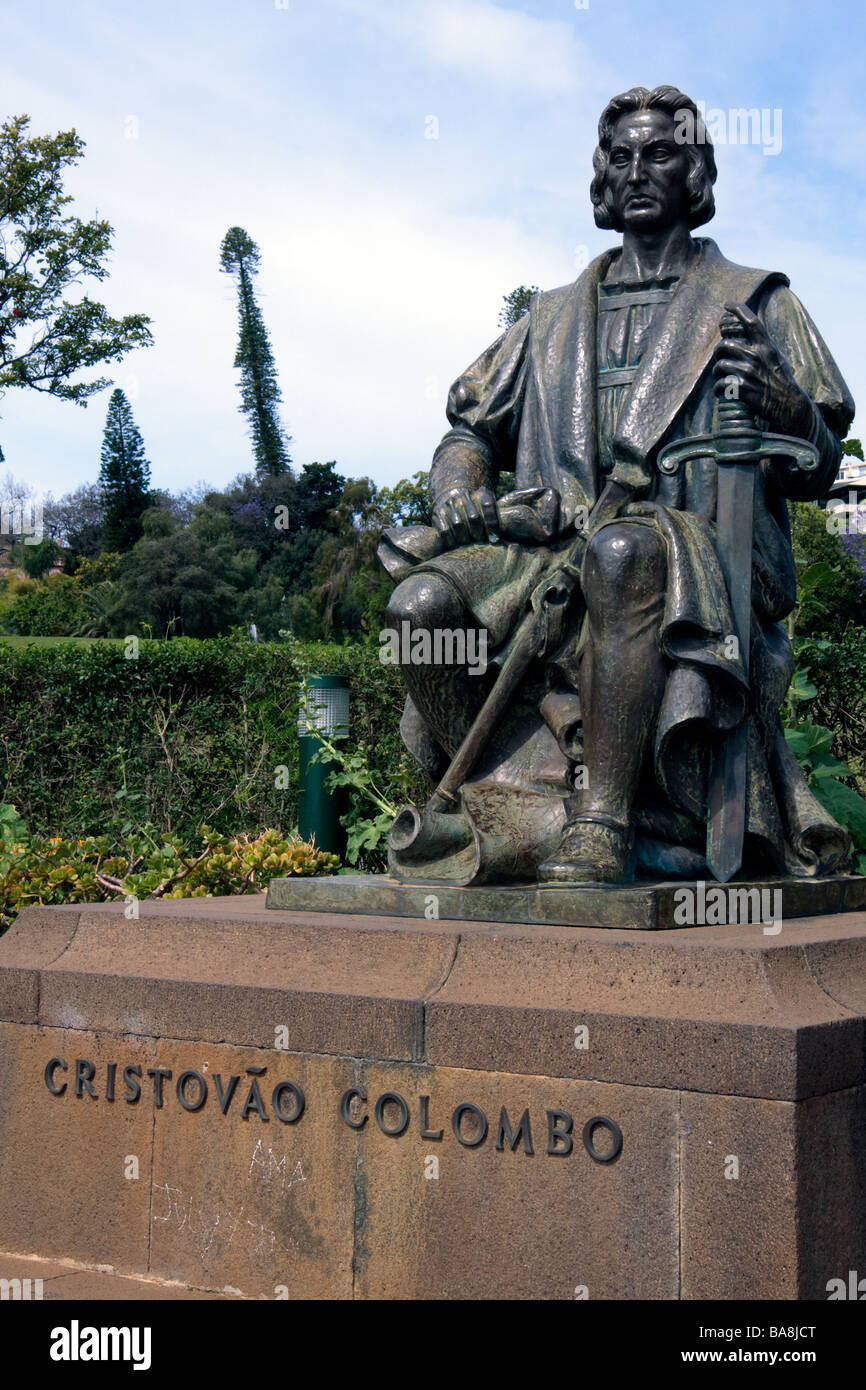 Statue of Christovao Colombo (Christopher Colombus) in Funchal Madeira ...