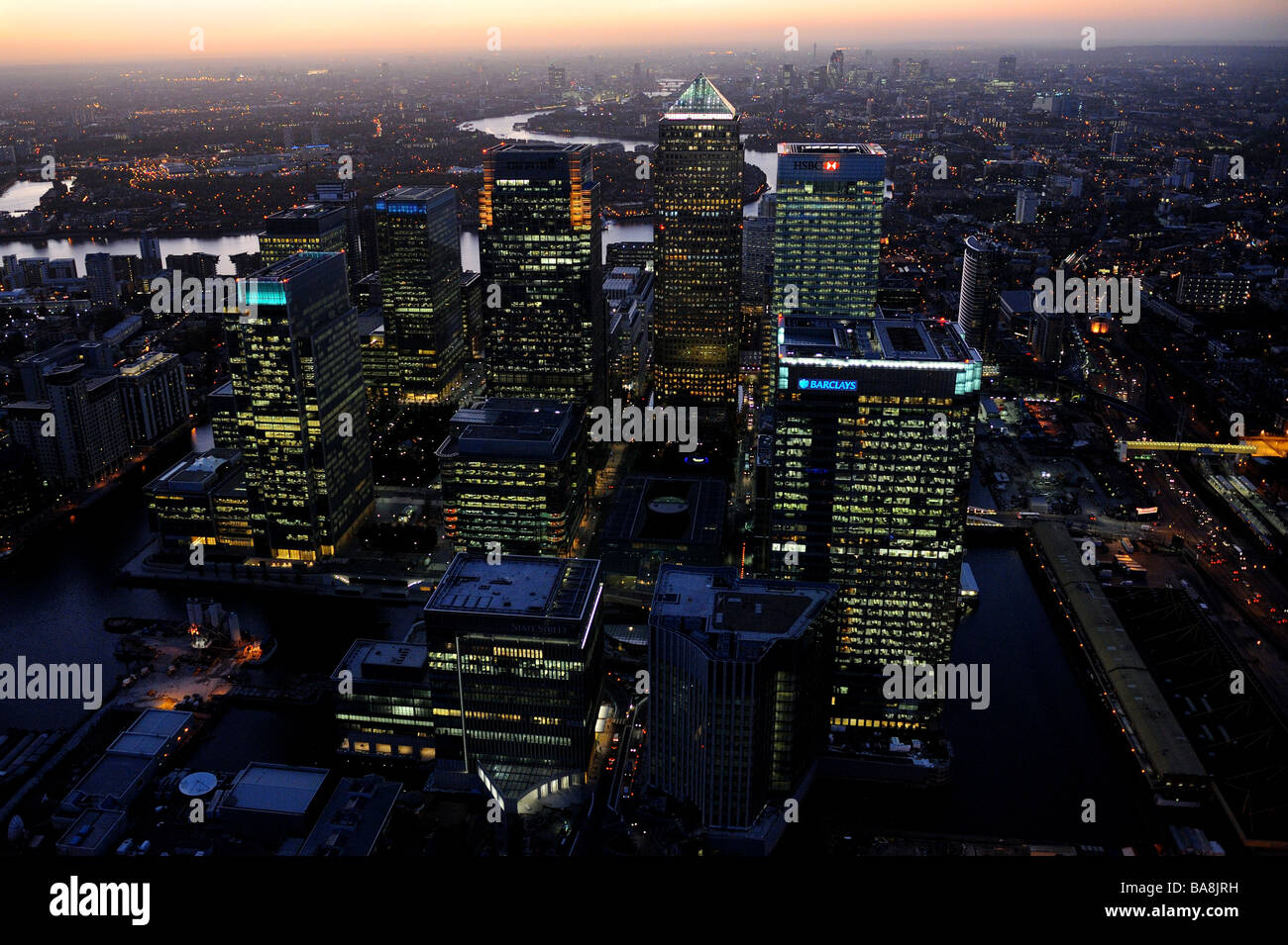 An aerial view canary wharf hi-res stock photography and images - Alamy