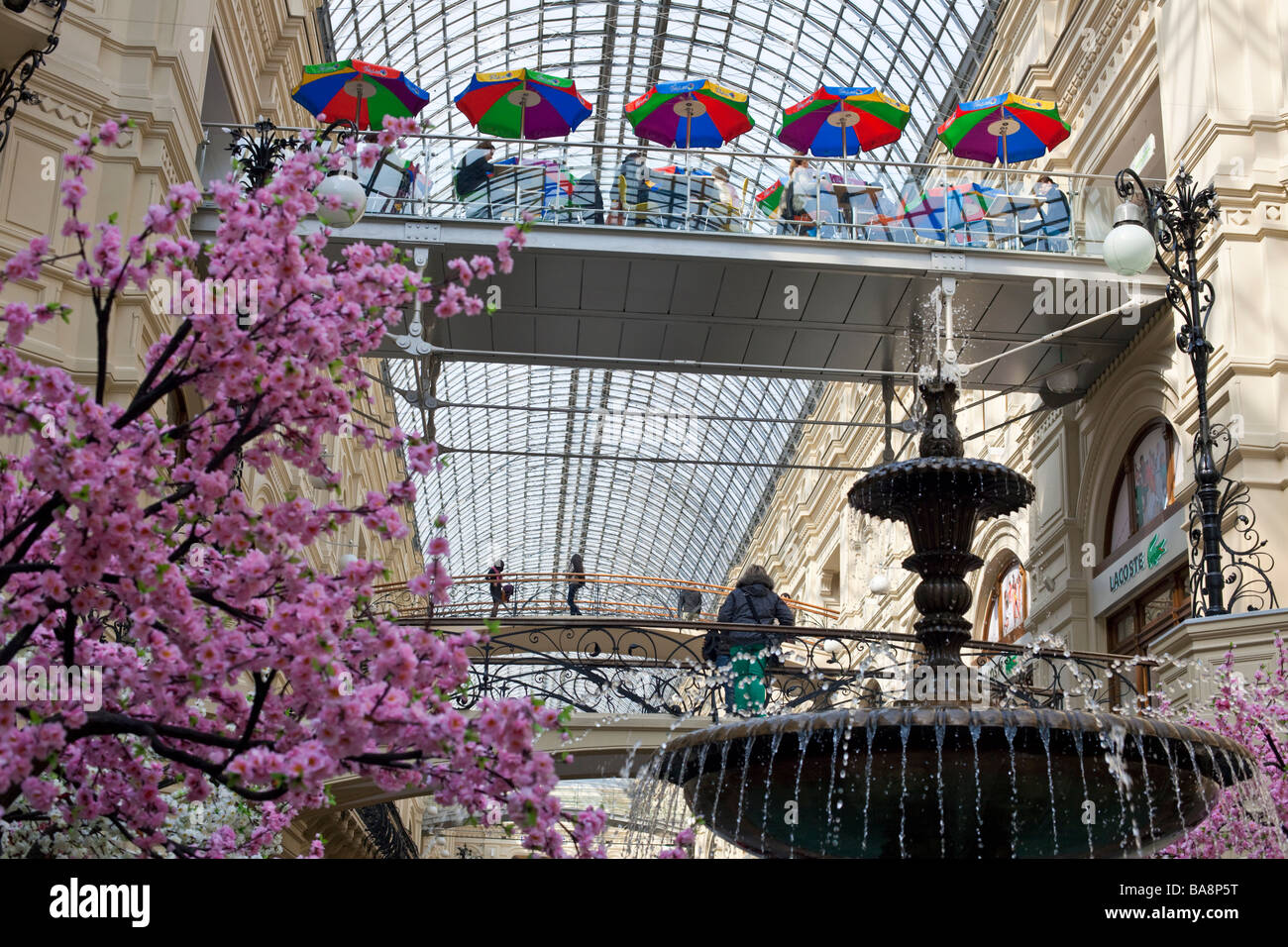 Inside of GUM luxury shopping mall, Moscow, Red Square, Russia Stock ...