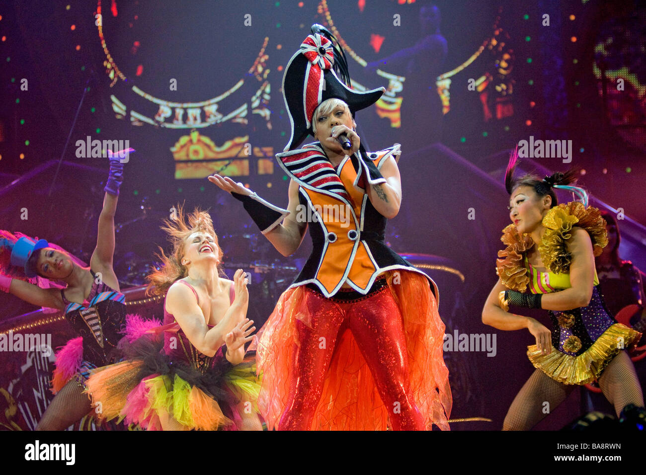 Singer Pink on stage Stock Photo - Alamy