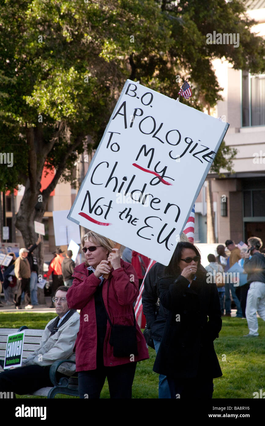 Political sign at San Jose Tea Party Stock Photo - Alamy