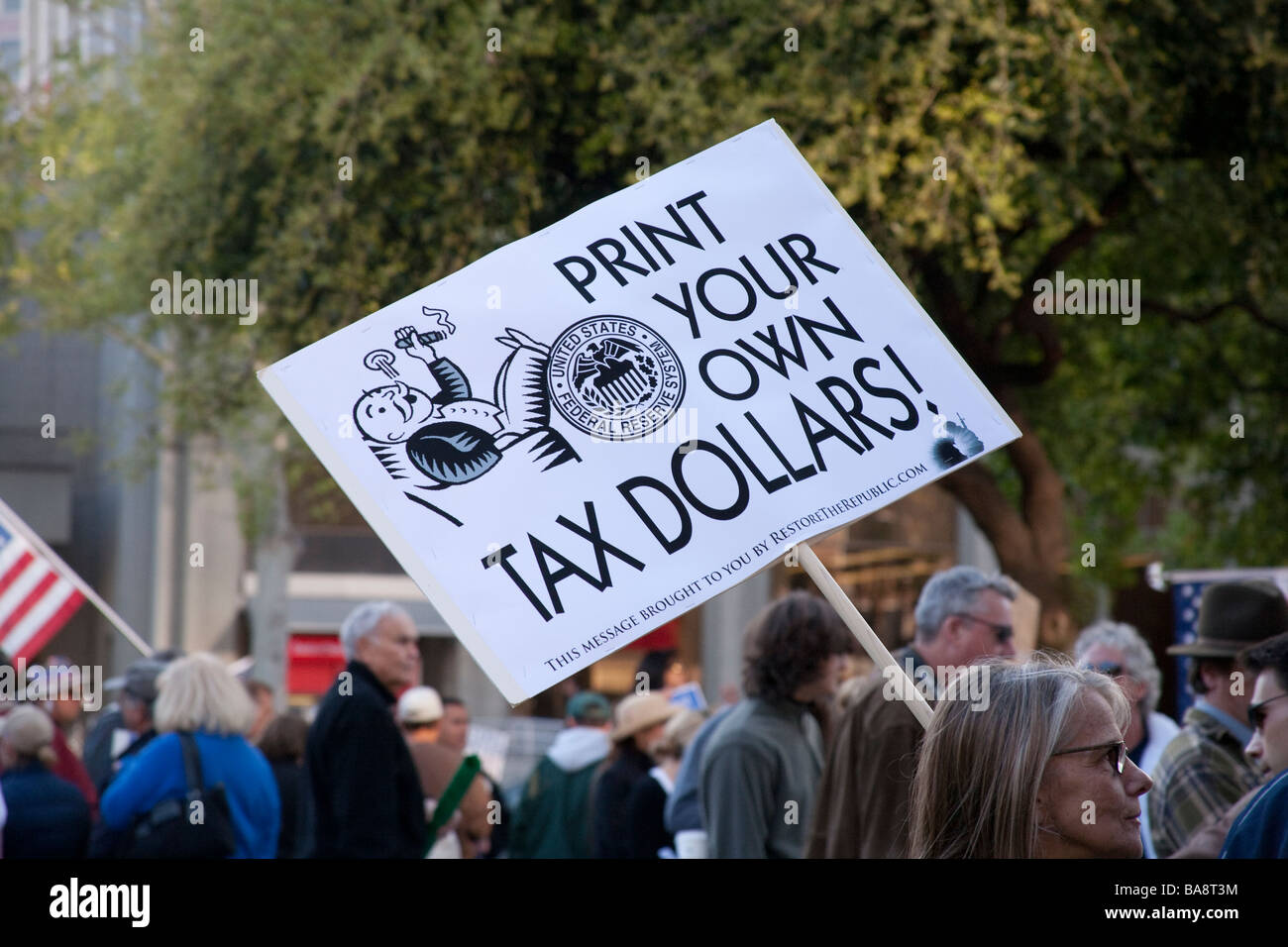 Tax dollars sign at San Jose Tea Pary Stock Photo - Alamy
